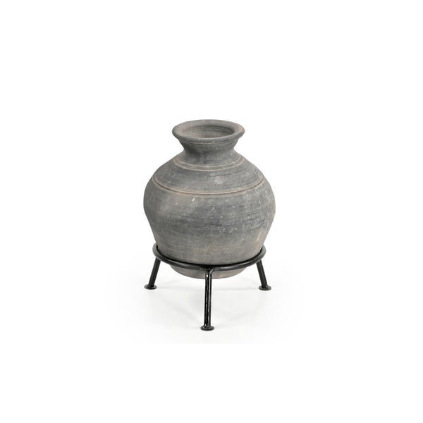 Clay Pot with Metal Stand - Striking Ornate Pot Will Add Worldly Charm ...