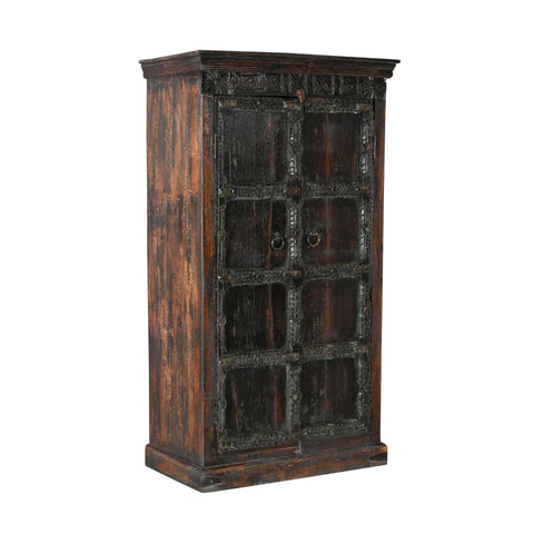Slim Single Door Shek Cabinet - Stunning Hand Carved Kitchen Cabinet