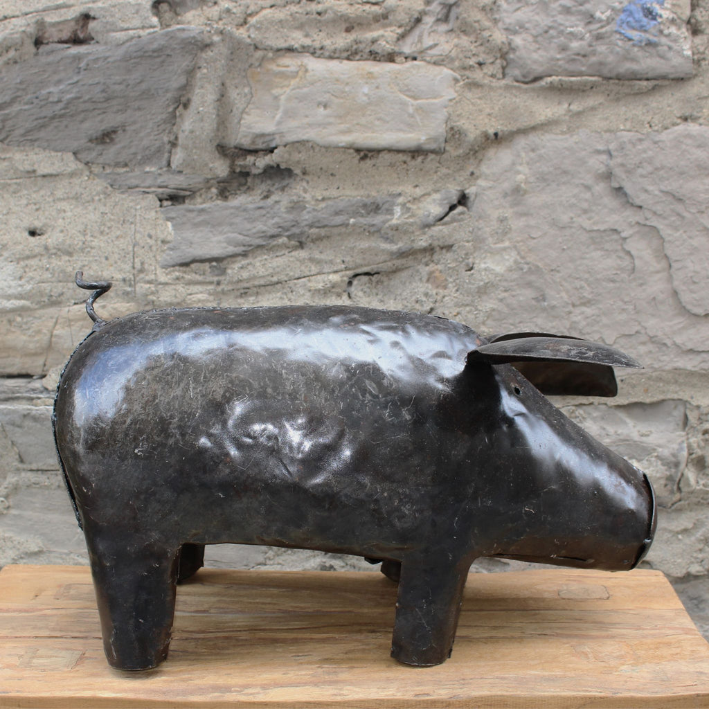 Recycled Metal Pig - Handmade Discarded Metal for Indoor or Outdoor.